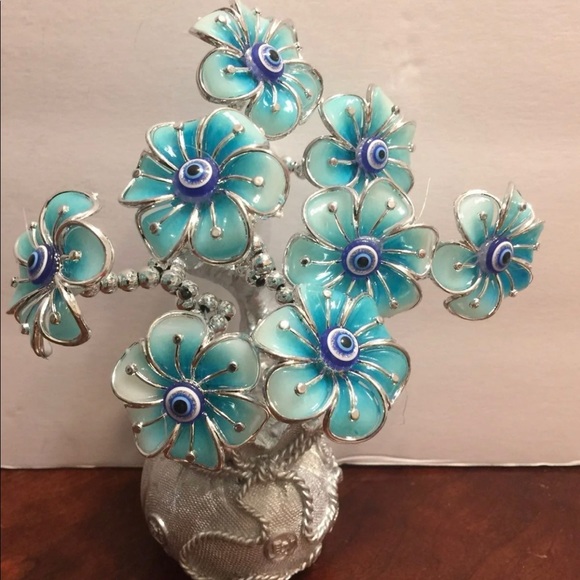 Accents | Turkish Blue Evil Eye Light Blue Flower Money Tree | Poshmark
